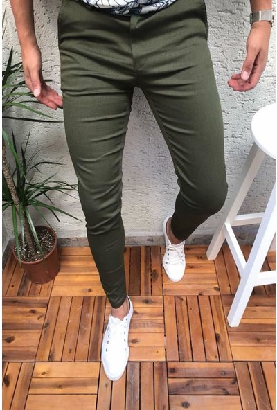 Oksit Zoom 108 Desenli Slim Fit Likralı Keten Pantolon