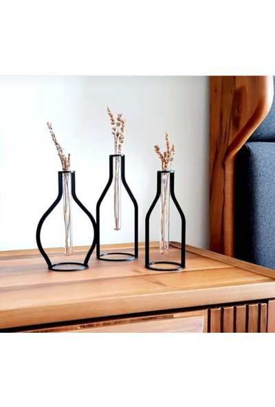 You Bella LLC You Bella 3'lü Set Dekoratif Metal Vintage Vazo