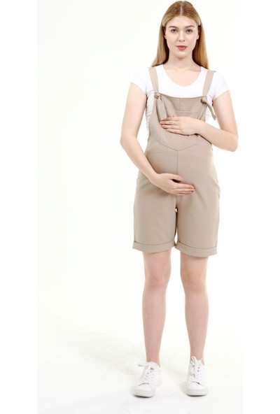 Luvmabelly MYRA6201 - Bej Hamile Şort Salopet