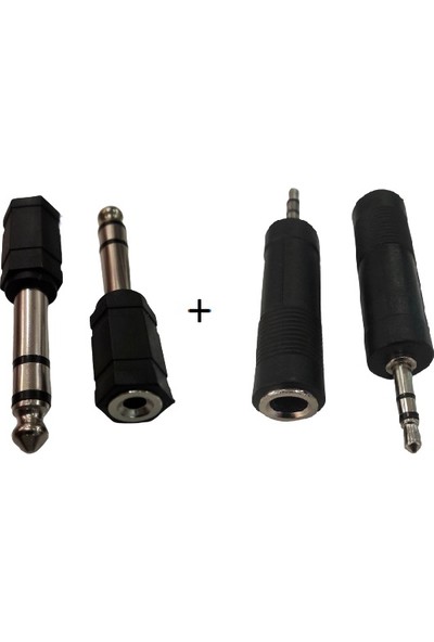 Pongee Dönüştürücü Çivi Jackı 3.5mm+3.5mm Stereo Giriş - 6.3mm Stereo Çıkış Kulaklık Uç