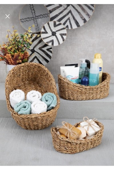 Üçlübahçe Oval Hasır Düzenleyici Çok Amaçlı Dekoratif Sepet Natural Hasır Sepet 3'lü Üçlübahçe Oval Hasır Düzenleyici Çok Amaçlı Dekoratif Sepet Natural Hasır Sepet 3'lü