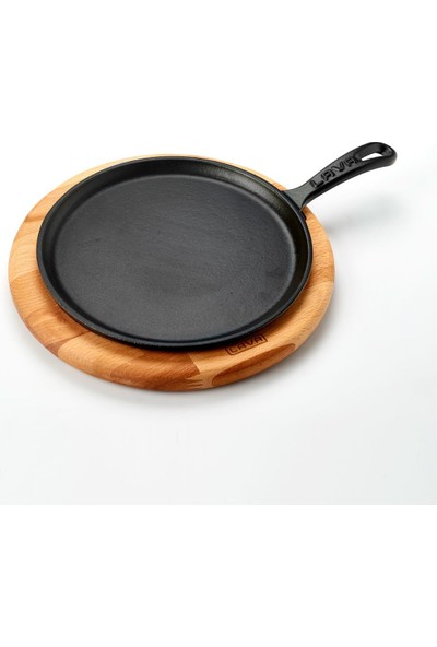 Lava Döküm Krep Pizza Pancake Tavası 20 cm Yuvarlak Metal Saplı ve Ahşap Altlıklı Lava Döküm Krep Pizza Pancake Tavası 20 cm Yuvarlak Metal Saplı ve Ahşap Altlıklı