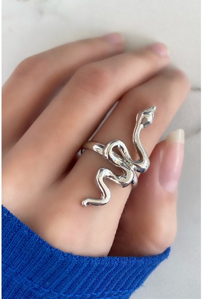 Takıştır Yılan Figürlü Metal Ayarlanabilir Yüzük