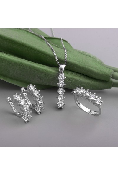 Ala Gümüş 925 Ayar Gümüş Sıralı Beştaş Set