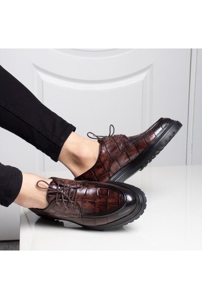 Ibay Erkek Kahverengi Hakiki Deri Klasik Ayakkabı