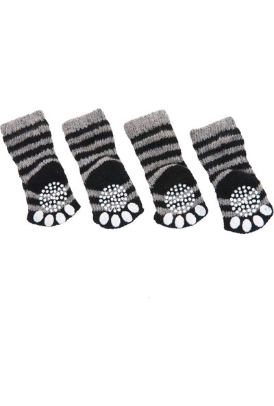 Karlıe Köpek Çorabı 4lü L 59X50MM Gri-Siyah