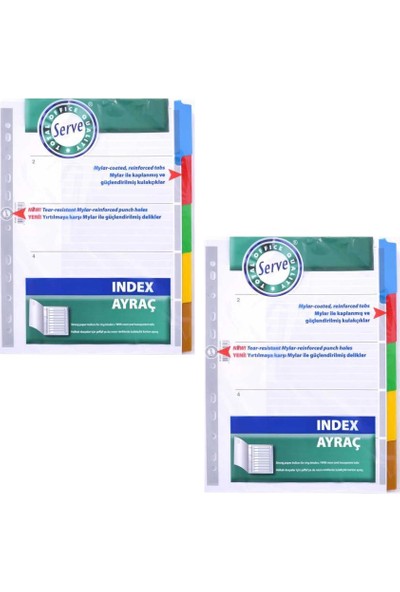 Serve Ayraç A4 5 Renk SV-5520/K 2'li Serve Ayraç A4 5 Renk SV-5520/K 2'li