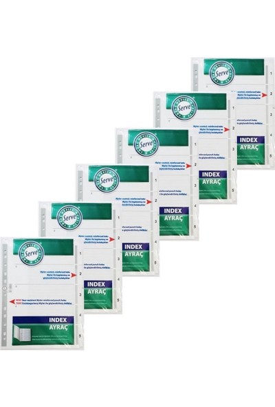 Serve Ayraç A4 1-5 Rakam Karton SV-5323 6'lı Serve Ayraç A4 1-5 Rakam Karton SV-5323 6'lı