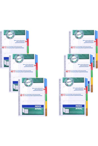 Serve Ayraç A4 5 Renk SV-5520/K 6'lı Serve Ayraç A4 5 Renk SV-5520/K 6'lı