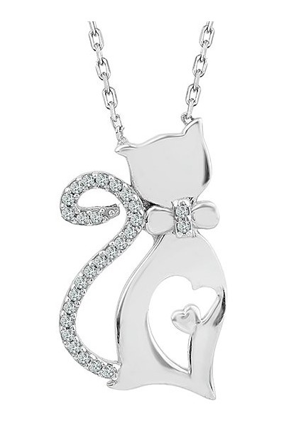 Carma Trend Gümüş Kedi Kolye Kadın Gümüş Kolye