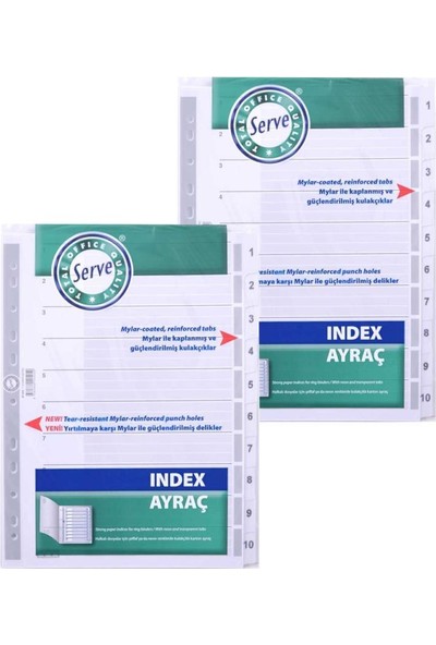 Serve Ayraç A4 1-10 Rakam SV-5324 2'li Serve Ayraç A4 1-10 Rakam SV-5324 2'li
