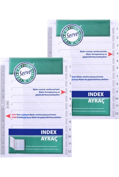 Serve Ayraç A4 1-12 Rakam SV-5325 2'li Serve Ayraç A4 1-12 Rakam SV-5325 2'li