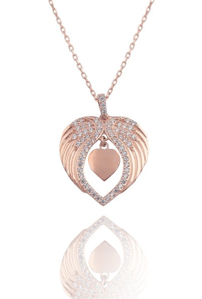 Carma Trend Gümüş Kalpli Melek Kolye Kadın Gümüş Kolye