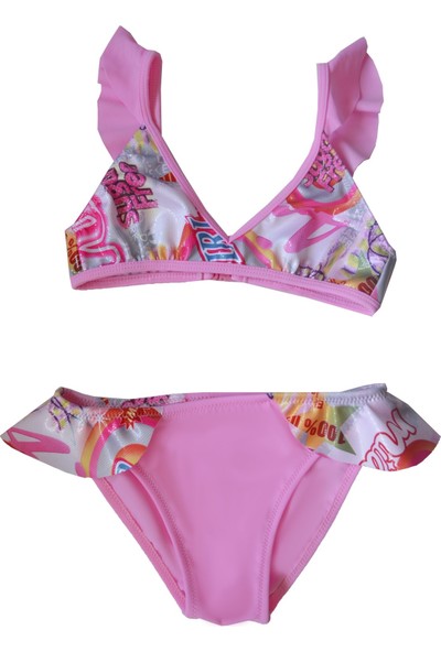 Endeep Kız Çocuk Parlak Desenli Volanlı Bikini Takımı Endeep Kız Çocuk Parlak Desenli Volanlı Bikini Takımı