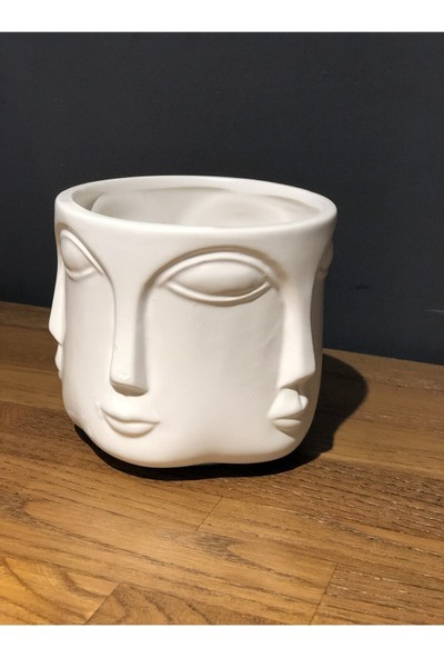 Yaka Dizayn Havelka Buddha Suratlı Beyaz Dekoratif Büyük Boy Vazo Yaka Dizayn Havelka Buddha Suratlı Beyaz Dekoratif Büyük Boy Vazo