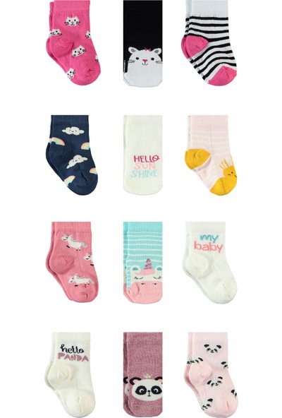 Step Kız Bebek 12'li Çorap Set 0-24 Ay Mürdüm Step Kız Bebek 12'li Çorap Set 0-24 Ay Mürdüm