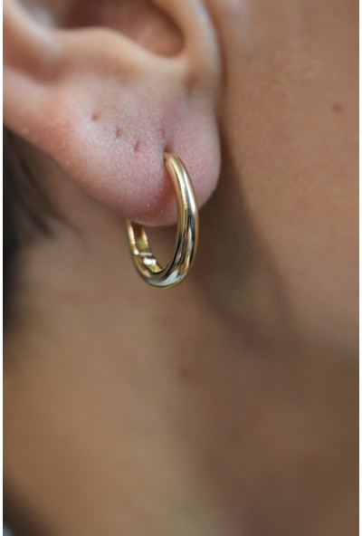 Aydın Kuyumculuk 14 Ayar Altın,sade Oval Küpe