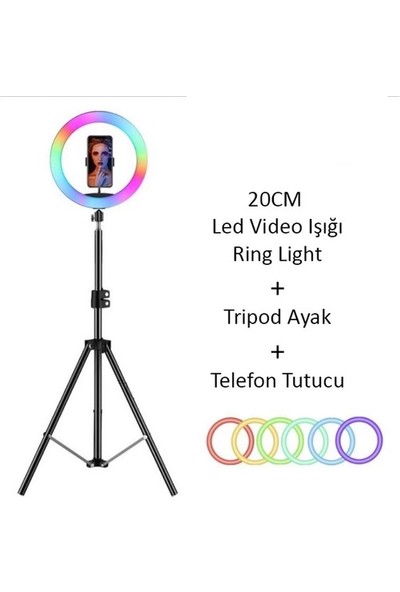 Asfal Rgb Işık Çok Renkli LED Make Up Selfie Işığı 210 cm Tripot Selfie Çubuğu Tiktok Işığı Asfal Rgb Işık Çok Renkli LED Make Up Selfie Işığı 210 cm Tripot Selfie Çubuğu Tiktok Işığı