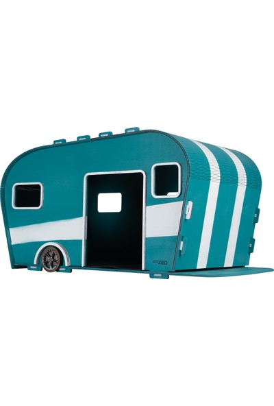 Atolye Zed Lila Karavan Kedi Evi -Turkuaz