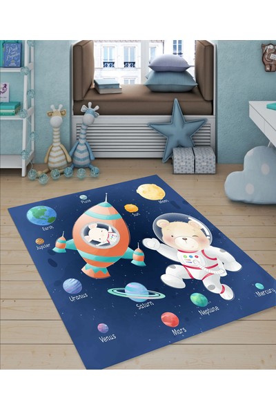 Showy Baby Uzay Desenli Çocuk Odası Halısı Showy Baby Uzay Desenli Çocuk Odası Halısı