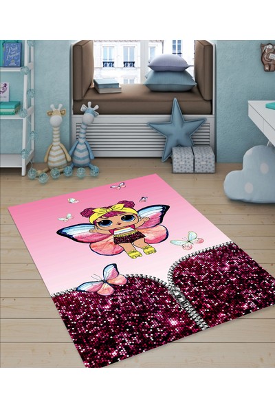 Showy Baby Kelebek Lol Desenli Çocuk Odası Halısı