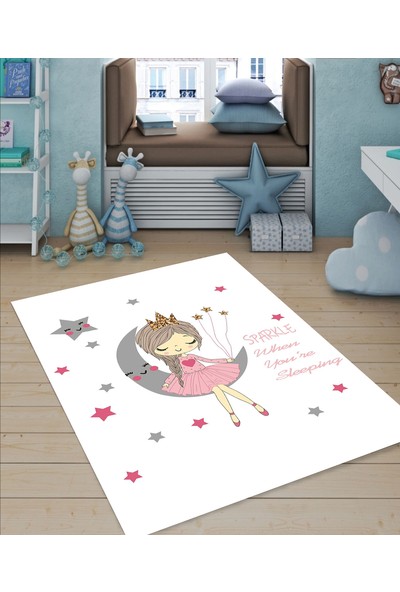 Showy Baby Ay Dede ve Prenses Desenli Çocuk Odası Halısı