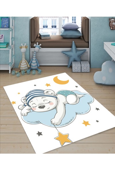 Showy Baby Uykucu Ayı Desenli Çocuk Odası Halısı Showy Baby Uykucu Ayı Desenli Çocuk Odası Halısı