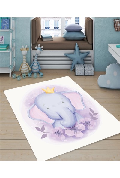 Showy Baby Prens Fil Desenli Çocuk Odası Halısı Showy Baby Prens Fil Desenli Çocuk Odası Halısı