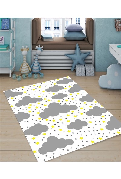 Showy Baby Bulut ve Yıldızlar Desenli Çocuk Odası Halısı