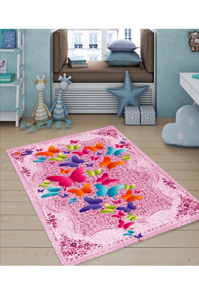 Showy Baby Renkli Kelebekler Desenli Çocuk Odası Halısı
