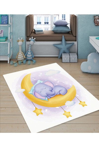 Showy Baby Uykucu Fil Desenli Çocuk Odası Halısı