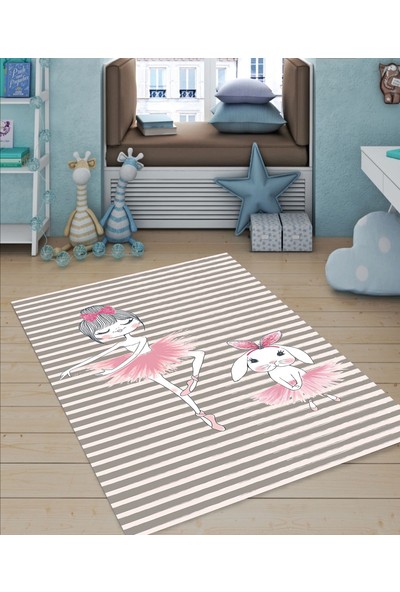 Showy Baby Balerin Kız ve Tavşan Desenli Çocuk Odası Halısı Showy Baby Balerin Kız ve Tavşan Desenli Çocuk Odası Halısı