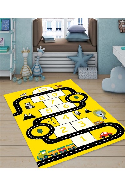 Showy Baby Sarı Seksek Desenli Çocuk Odası Halısı