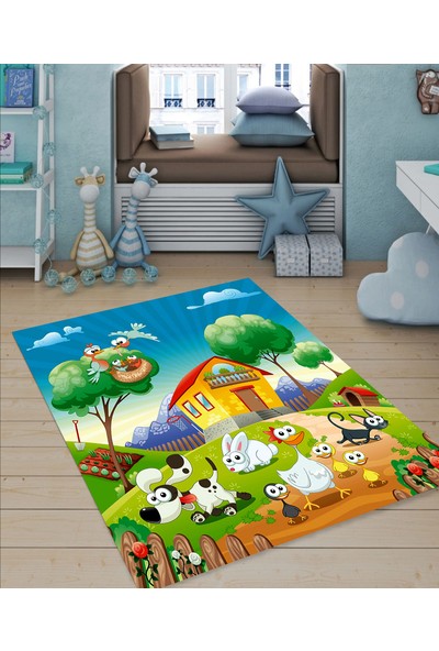 Showy Baby Sevimli Hayvanlar Desenli Çocuk Odası Halısı