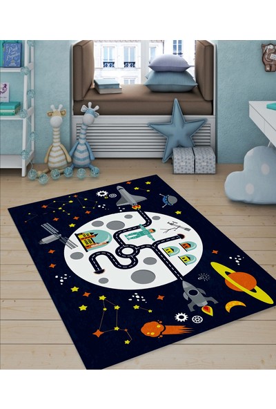 Showy Baby Uzay Desenli Çocuk Odası Halısı