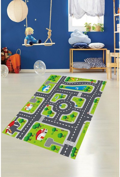 Showy Baby Yol Desenli Erkek Çocuk Odası Halısı Showy Baby Yol Desenli Erkek Çocuk Odası Halısı