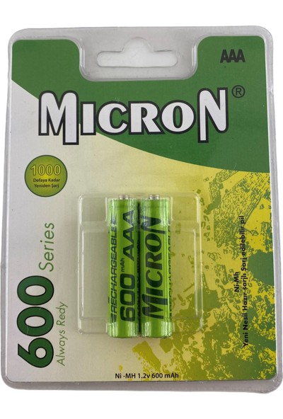 Micron Aaa Sıze 600 Mah Ni-Mh Şarjlı Pil Mıcron 2 Ad. Fiyatıdır .şarjlı Pil Ihtiyacınıza Ekonomik Çözüm