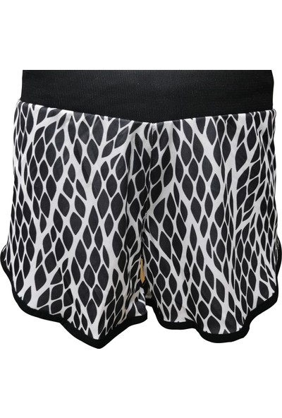 Anlaşspor Kadın Siyah Beyaz Bel Lastikli Desenli Mini Spor Şort Y6751-1 Anlaşspor Kadın Siyah Beyaz Bel Lastikli Desenli Mini Spor Şort Y6751-1