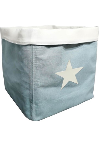 Lyn Home & Decor Açık Mavi Yıldız Desen Büyük Boy Çok Amaçlı Sepet