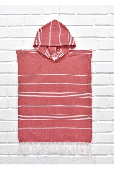 Mina'nın Düşleri Peştemal Çocuk Panço Çizgili Kırmızı