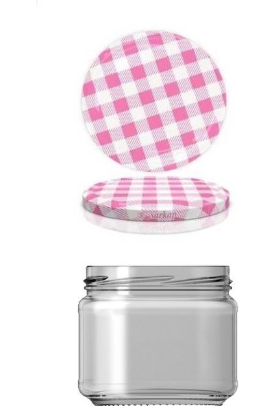 Paşabahçe Cam Kavanoz 300 cc. Pembe Ekose Kapaklı 10 Adet Paşabahçe Cam Kavanoz 300 cc. Pembe Ekose Kapaklı 10 Adet
