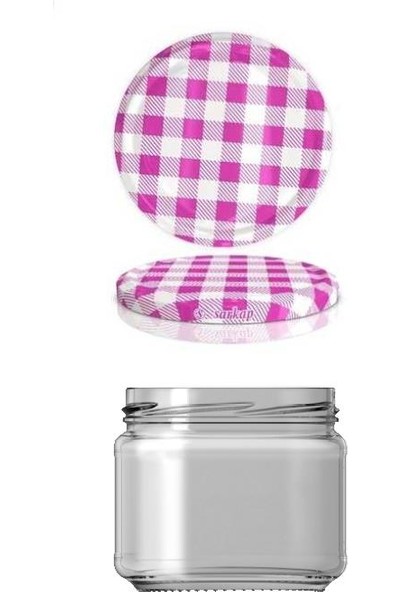 Paşabahçe Cam Kavanoz 300 cc. Mor Ekose Kapaklı 10 Adet