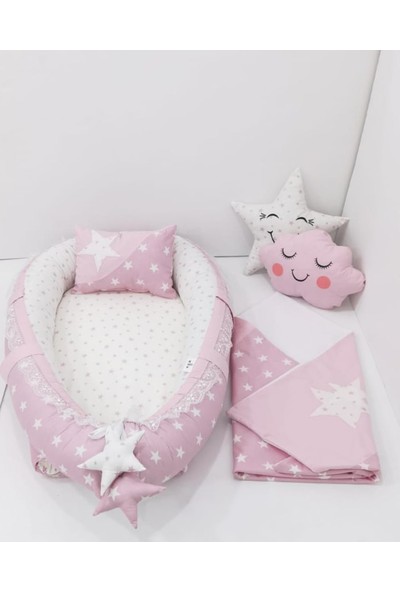 Mordesign Yıldız Babynest Polar Battaniye Takım Pembe