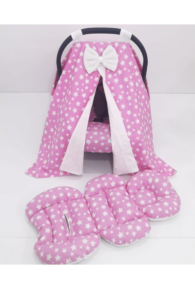 Mordesign Askı Stil Stars Puset Minder, Örtü ve Çarşaf 3' lü Set Pembe Mordesign Askı Stil Stars Puset Minder, Örtü ve Çarşaf 3' lü Set Pembe