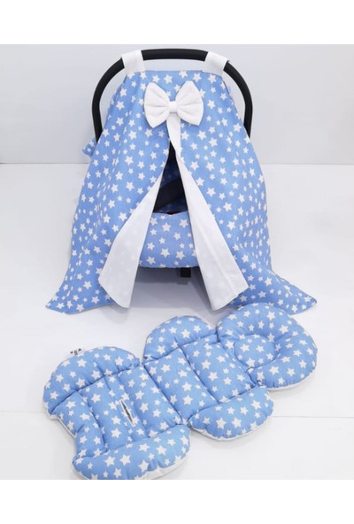 Mordesign Askı Stil Stars Puset Minder, Örtü ve Çarşaf 3 ' lü Set Mavi