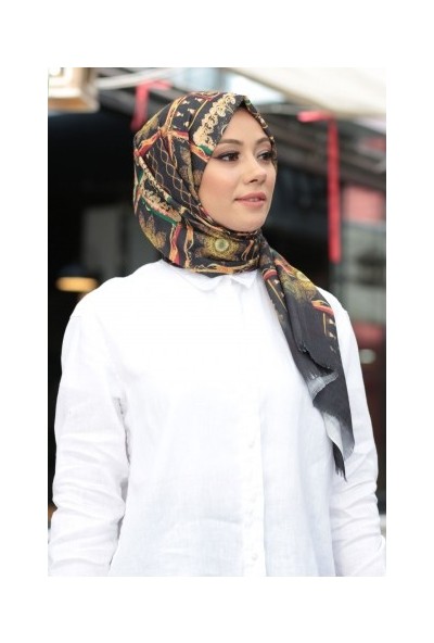 Moda Çizgi Dijital Baskılı Desenli Pamuk Şal Ke-03-V6 Moda Çizgi Dijital Baskılı Desenli Pamuk Şal Ke-03-V6
