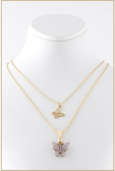 Sortie Accessories Çelik Kelebek Figürlü Kombin Kolye 002 Sortie Accessories Çelik Kelebek Figürlü Kombin Kolye 002