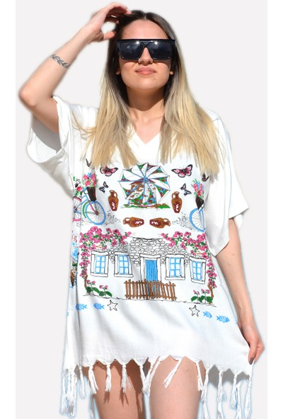 Esdense Sahil Kasabası Desen V Yaka Pareo Plaj Elbisesi Esdense Sahil Kasabası Desen V Yaka Pareo Plaj Elbisesi