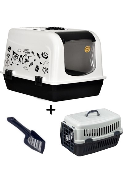 OPTIMAL Kapalı Lüx Kedi Tuvalet Kabı Üsten Açılır ( + Taşıma Kabı )