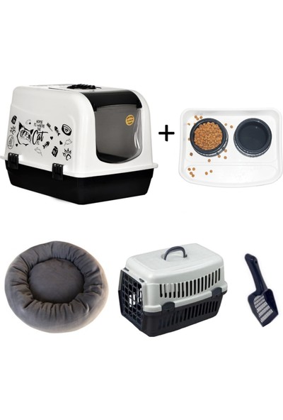 OPTIMAL Maxi Kedi Tuvalet Kabı Simit Yatak, Taşıma Kabı , Tırmalama ve Mama Kabı Set OPTIMAL Maxi Kedi Tuvalet Kabı Simit Yatak, Taşıma Kabı , Tırmalama ve Mama Kabı Set